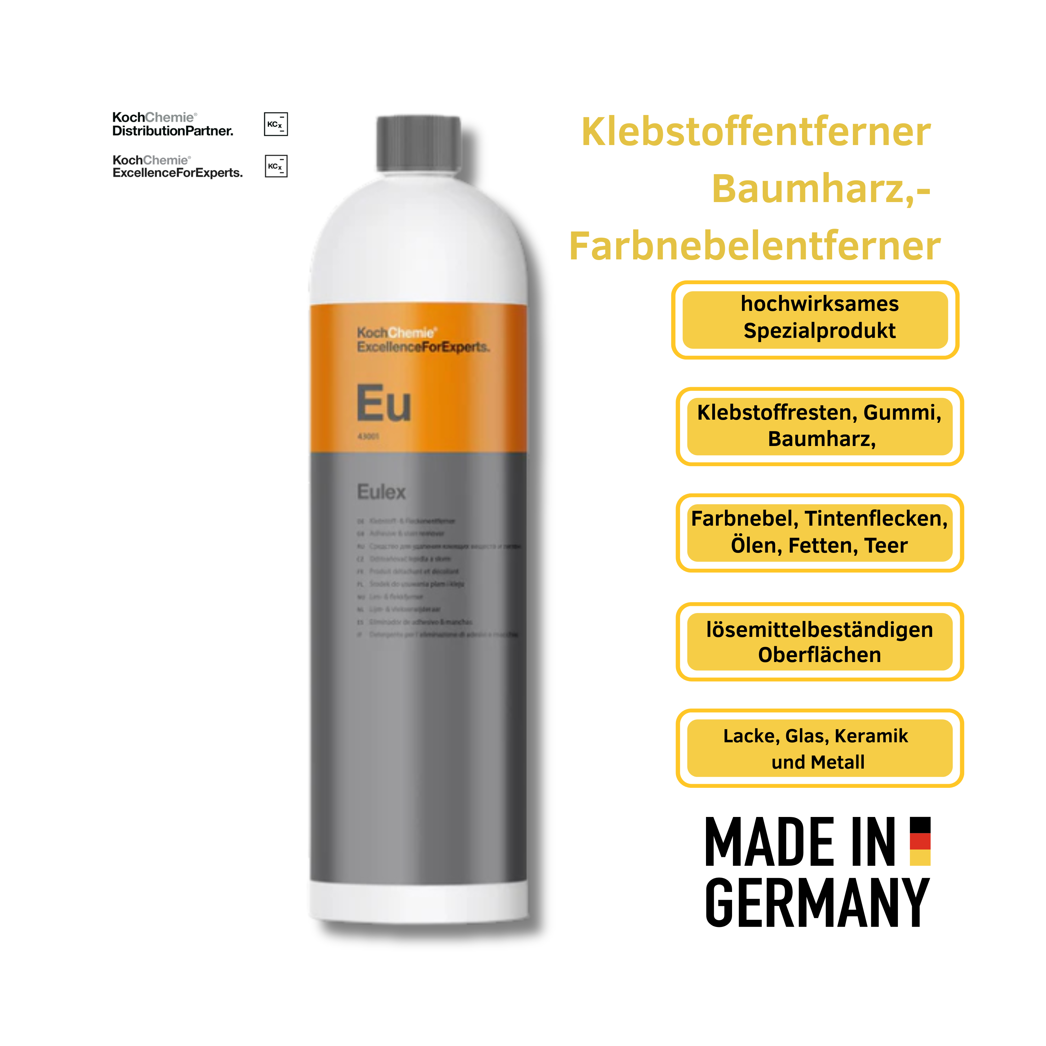 Koch Chemie Eulex EU 1L – Klebstoffentferner Baumharz | 43001 ...