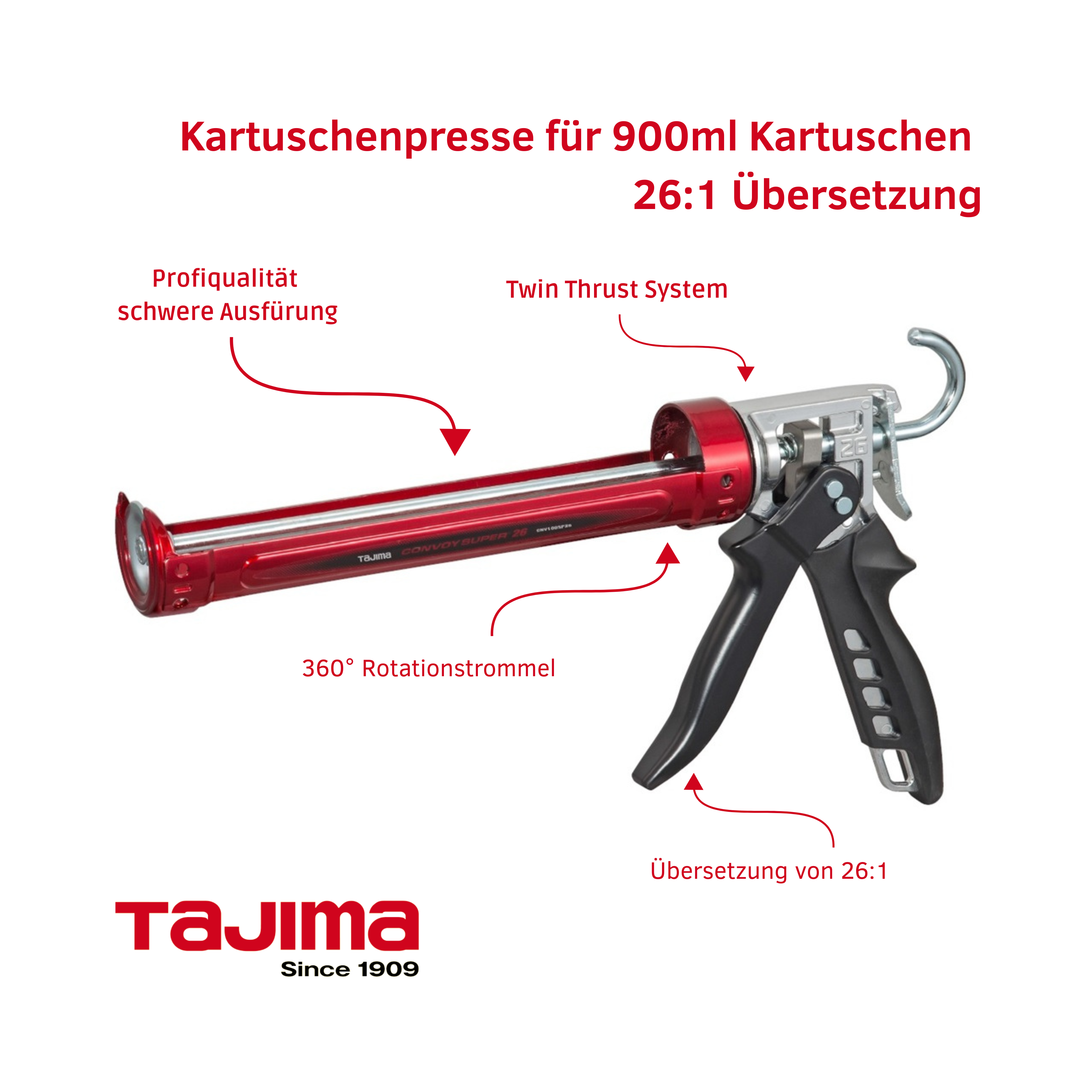 Kartuschenpresse Convoy Super 26 CNV900SP26 – 900 ml mit TWIN THRUST T ...
